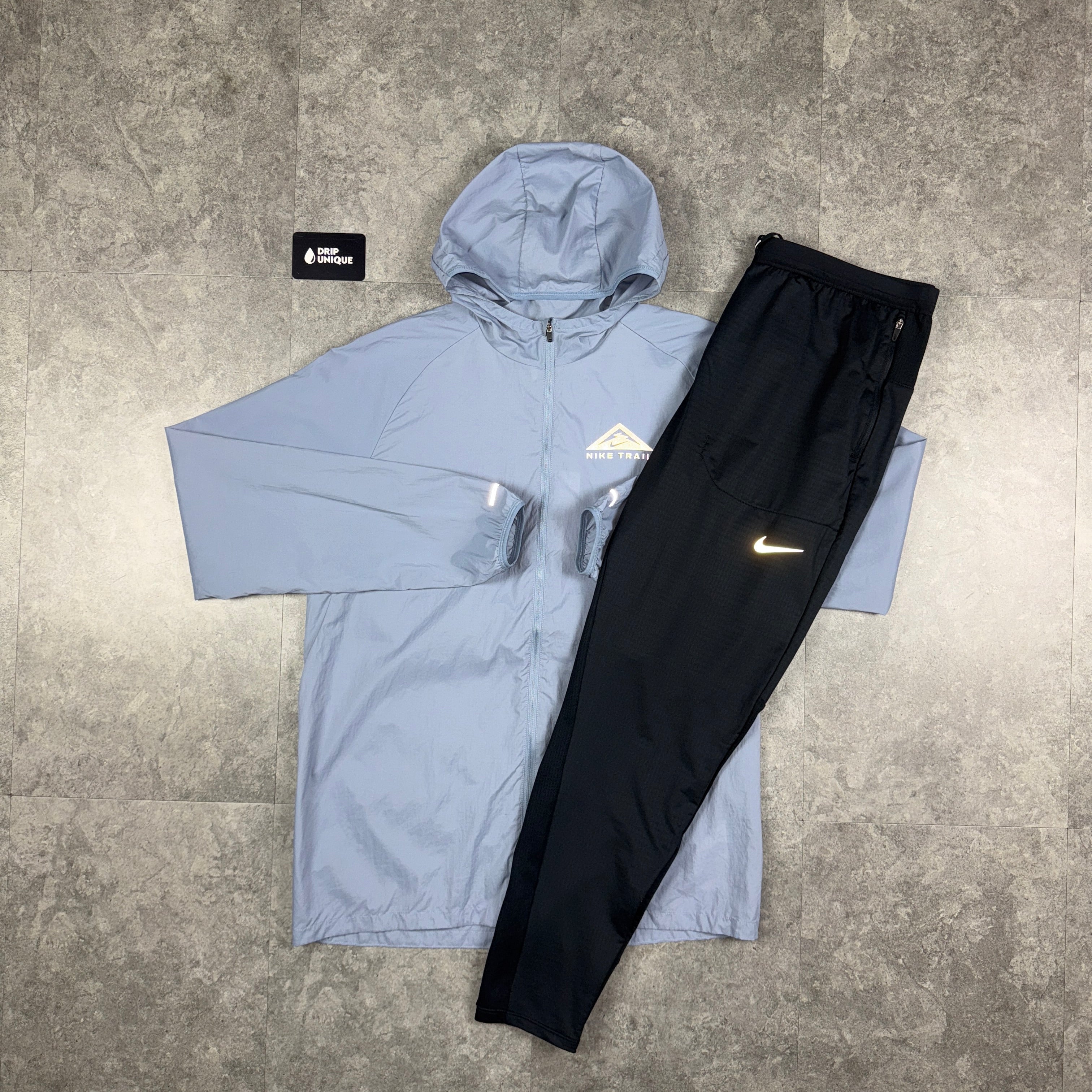 Nike Trail Windrunner Jacket Blue & Black Nike Phenom Pants Set – dripuniqueuk