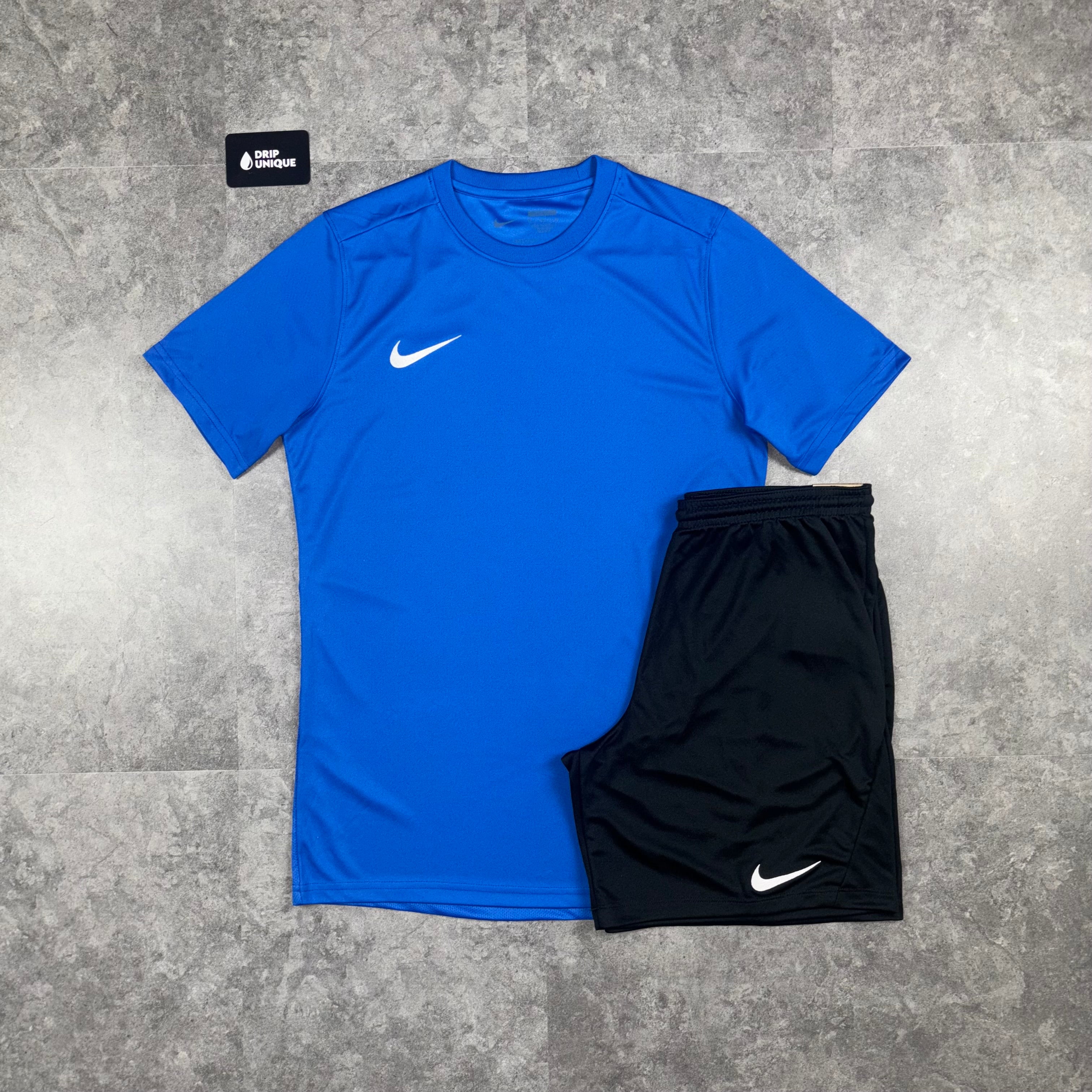 Nike Dri-Fit T-Shirt Royal Blue & Black Dri-Fit Shorts Set – dripuniqueuk