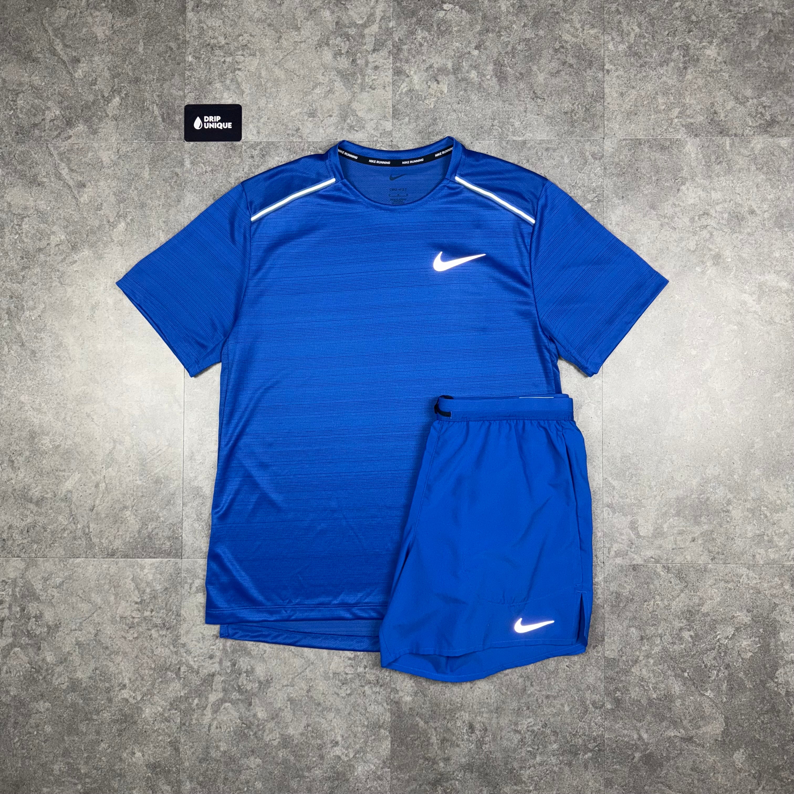 Nike Miler T-Shirt Royal Blue & Royal Blue Flex Stride Shorts Set ...