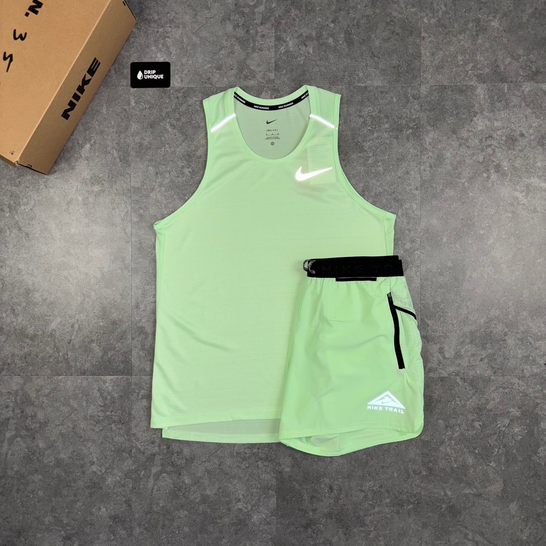 Nike Miler Vest Vapour Green & Vapour Green Trail Stride Shorts Set ...
